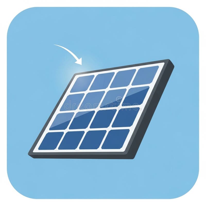 Illustration of a Solar Panel with a Grid of Blue Photovoltaic Cells ...