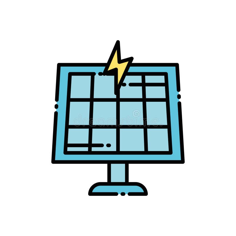 Illustration of a Solar Panel with Lightning Bolt Stock Illustration ...