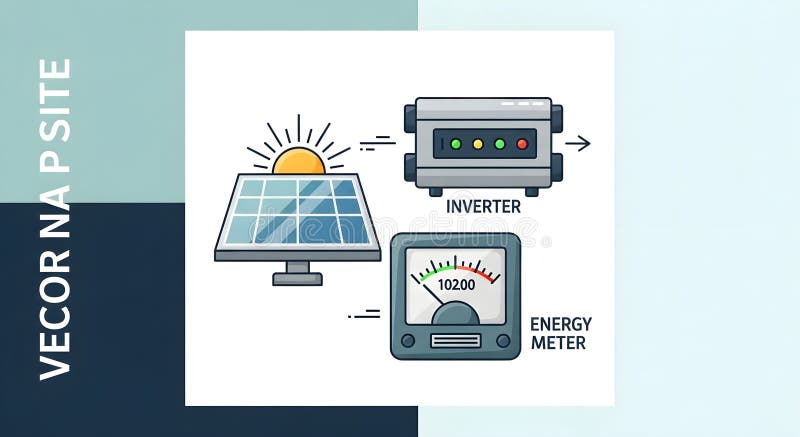 Illustration of a Solar Panel System with Energy Production Flow from ...