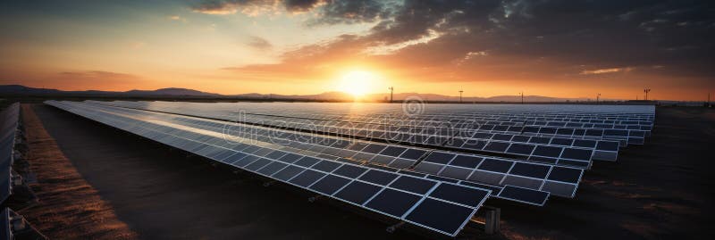 Solar Panels Spread on a Flat Piece of Land Stock Illustration ...