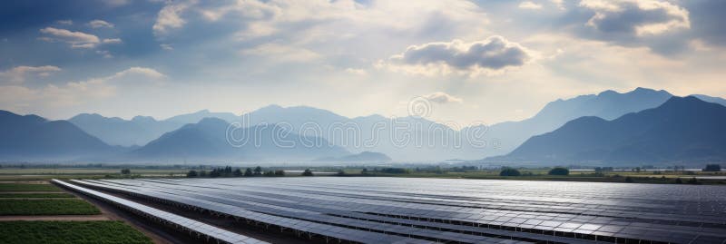 Solar Panels Spread on a Flat Piece of Land Stock Illustration ...