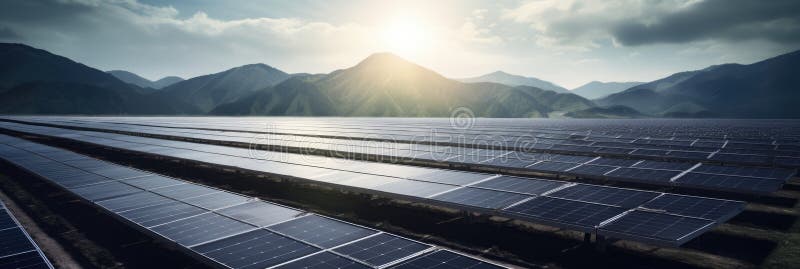 Solar Panels Spread on a Flat Piece of Land Stock Illustration ...