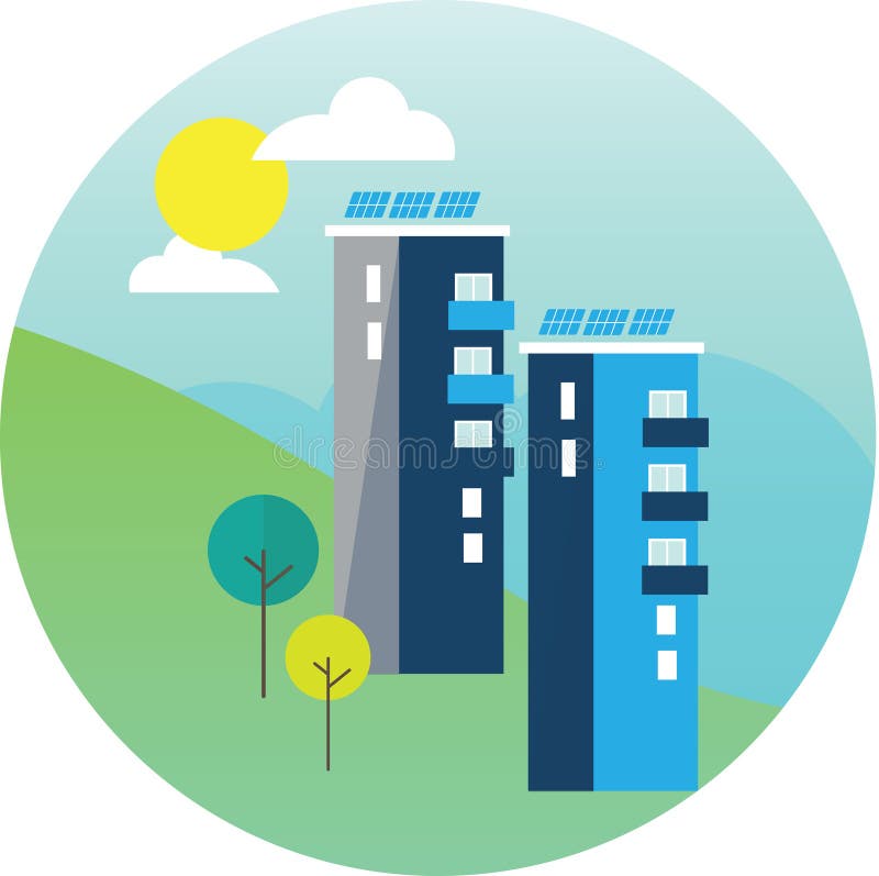 Illustration of Solar Panels on Roof of Building Stock Vector ...