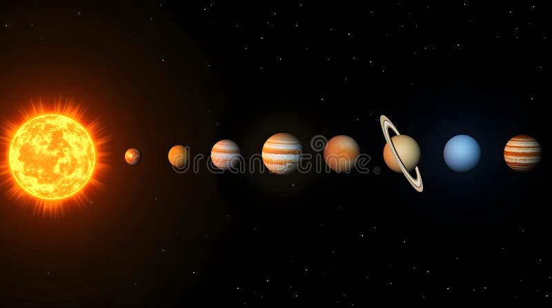 Solar System Planets Illustration with Sun - High-Quality Space Art ...