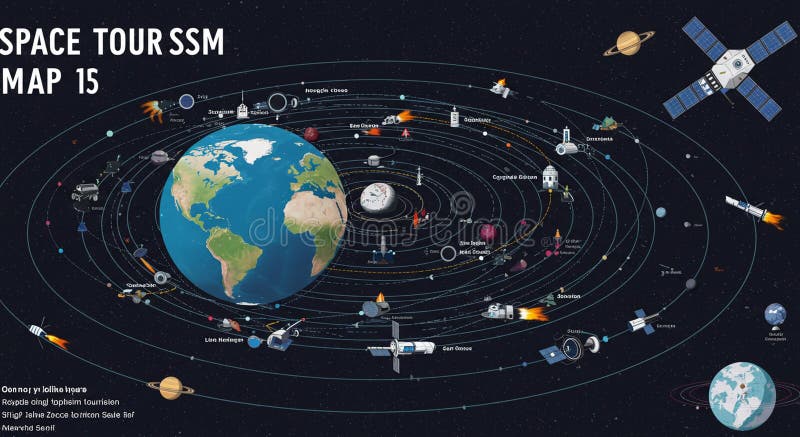 Illustration of the Solar System with Labeled Orbits and Celestial ...