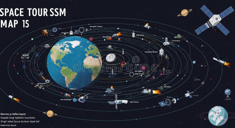 Illustration of the Solar System with Labeled Orbits and Celestial ...