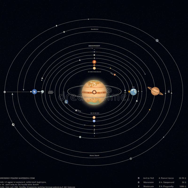 Illustration of a Solar System Model Featuring a Large, Detailed ...