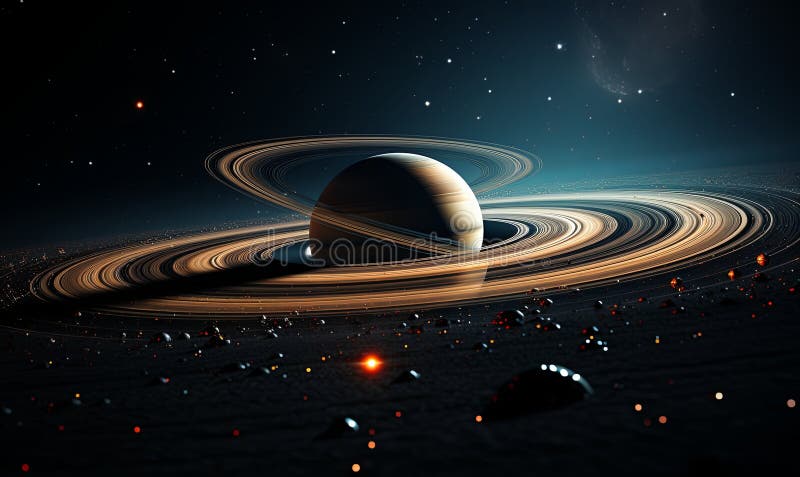Illustration of Solar System with Rings and Planets Stock Photo - Image ...