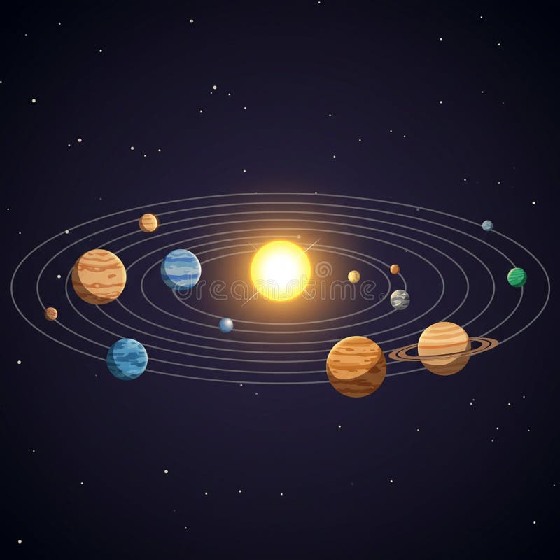Llustration of the Solar System with the Sun at the Center, Surrounded ...