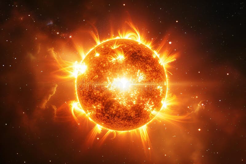 Solar System - Sun in the Starry Sky Stock Illustration - Illustration ...