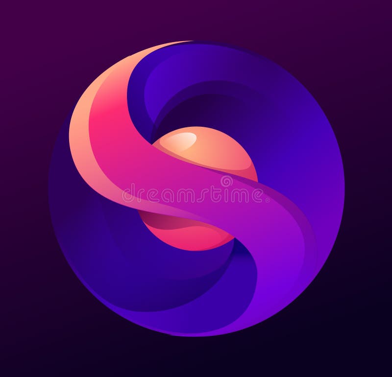 Illustration of a Solid Sphere with a Core Inside. Spherical Letter S ...