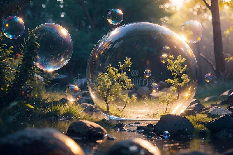 Bubbles attached to nature stock illustration. Illustration of ...