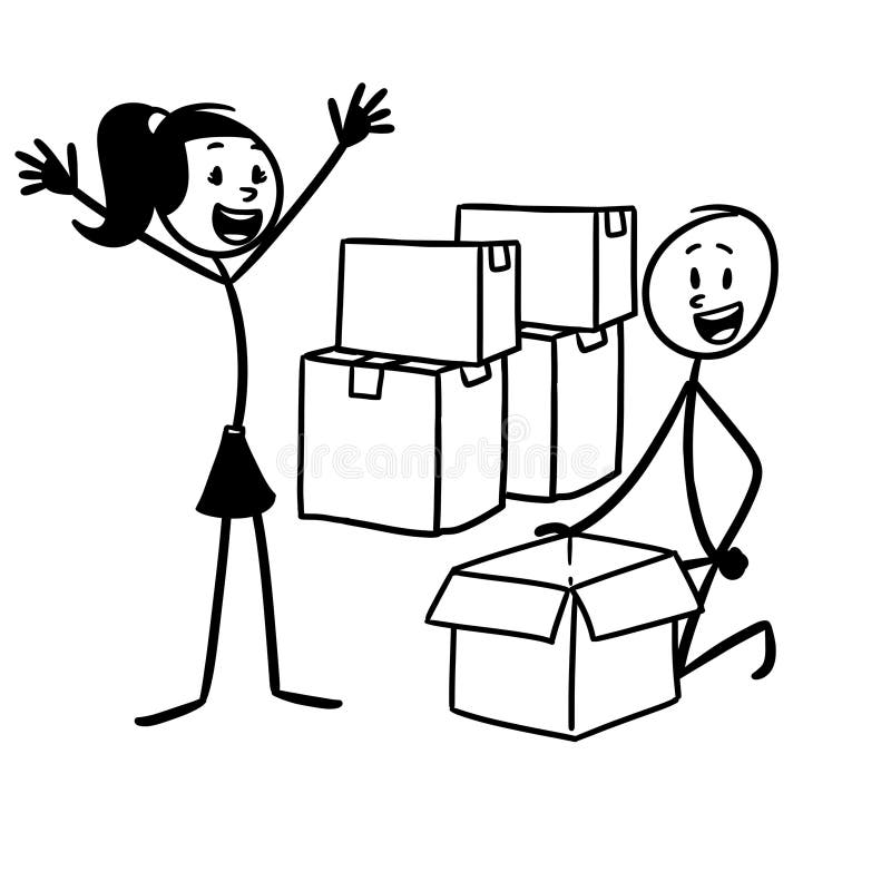 Someone Happy in Front of an Open Cardboard Box Accompanied by Their ...