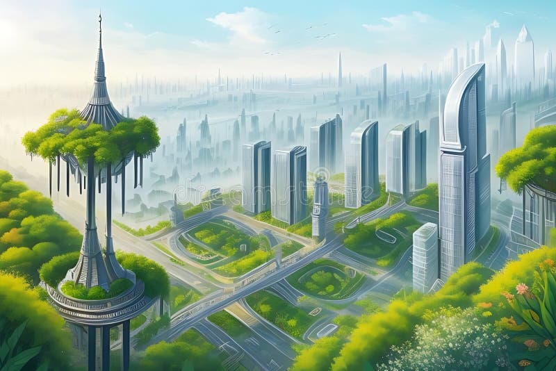 Illustration of a Sophisticated and Clean Future City AI Generator ...