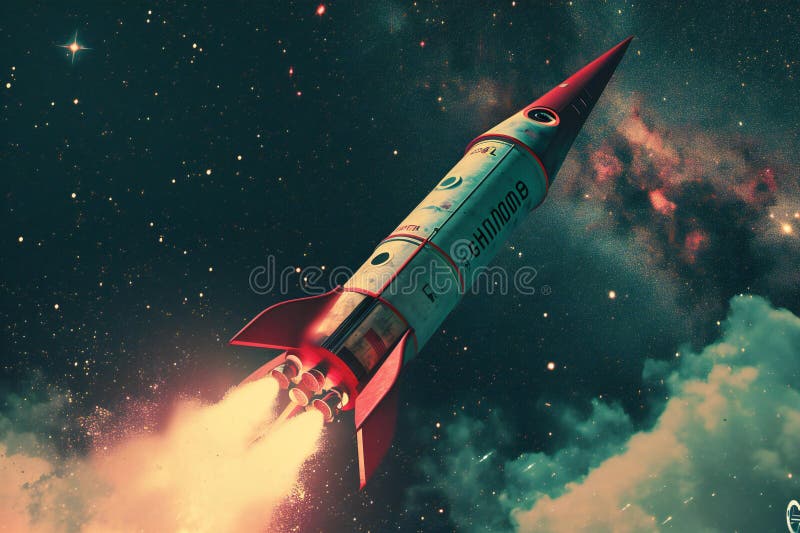 Space Rocket Flying High in the Sky Stock Illustration - Illustration ...