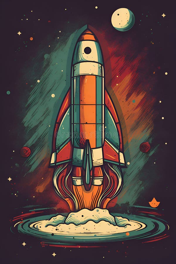Illustration of a Space Rocket Taking Off, Generative AI 5 Stock ...
