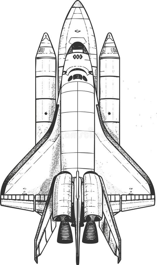 Illustration of a Space Shuttle Viewed from Above, Highlighting Design ...