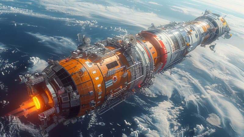 Interplanetary Spacecraft Assembly in Earth Orbit during Daytime Stock ...