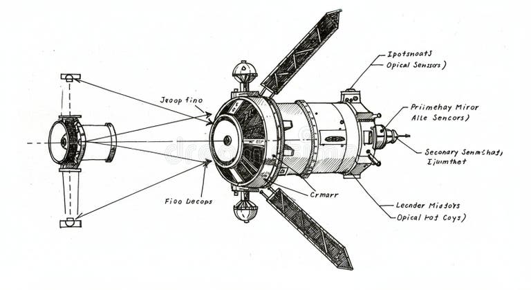 Illustration of a Spacecraft with Labeled Components. it Features a ...