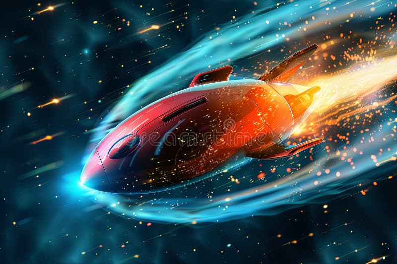 Illustration of a Spaceship Soaring through Outer Space, Surrounded by ...