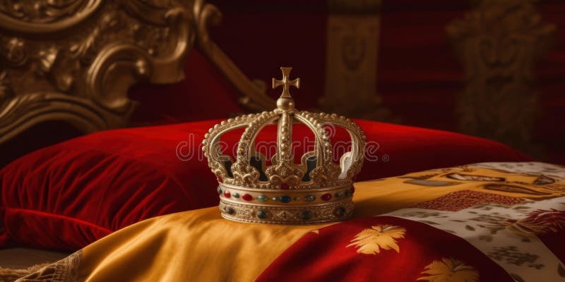 Illustration of Spanish Royal Crown on Spanish Flag Background. Symbols ...