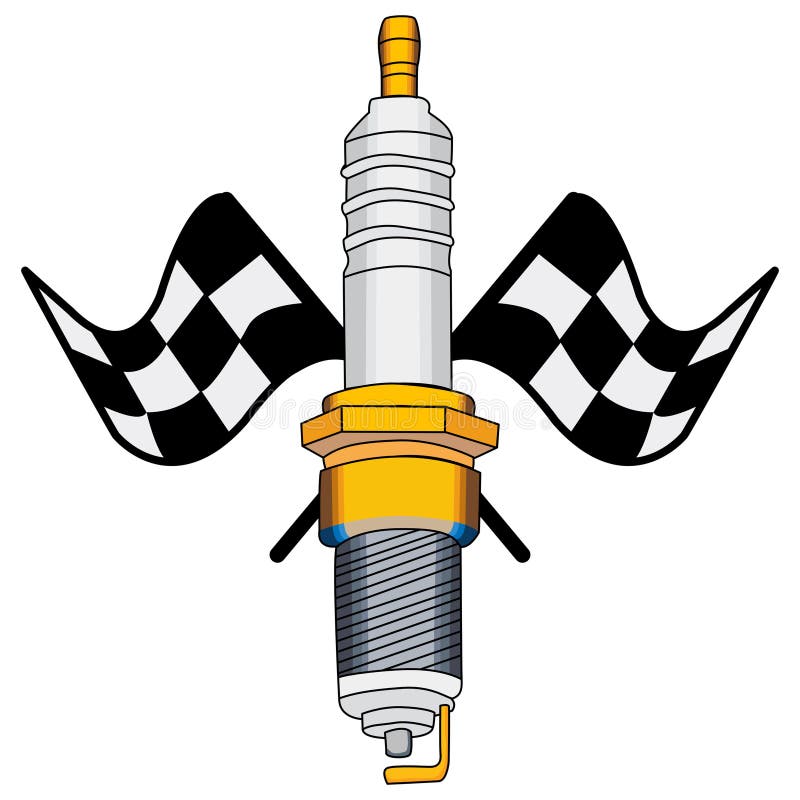 Illustration of Spark Plug with Checkered Flags Stock Vector ...