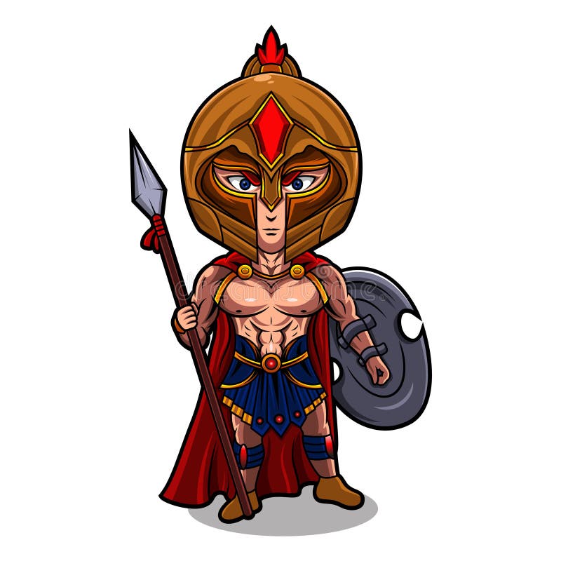 Spartan Chibi Mascot Logo Design Stock Vector - Illustration of game ...