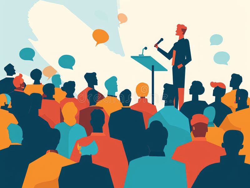 Illustration of a Speaker Giving Speech in Front of the Audience ...