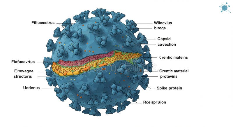 Illustration of a Spherical Virus with Outer Spikes Labeled As "spike ...