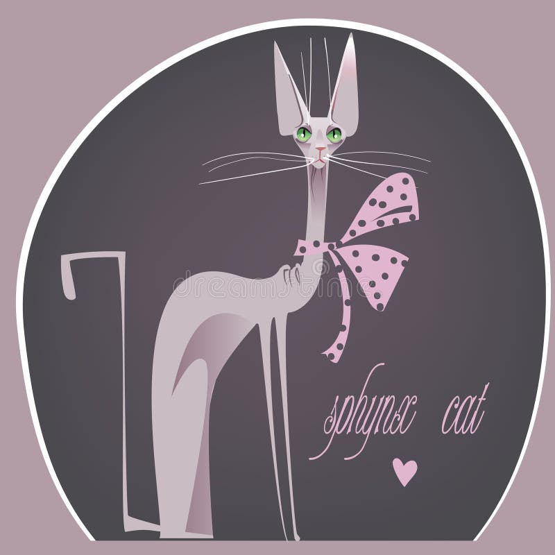 Illustration of the Sphinx Cat with Ribbon Stock Vector - Illustration ...