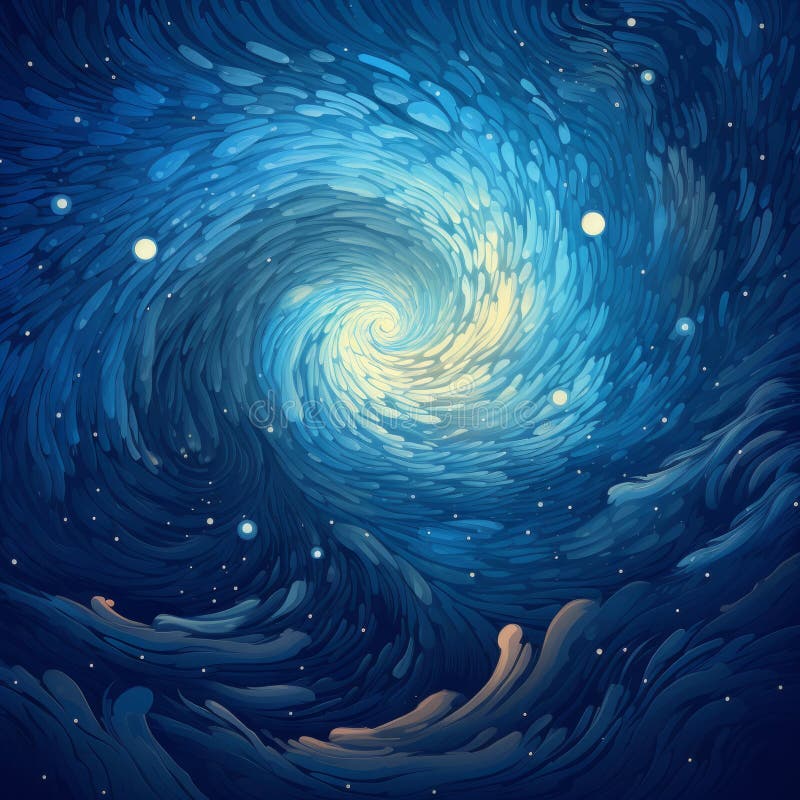An Illustration of a Spiral Galaxy in the Night Sky Stock Illustration ...