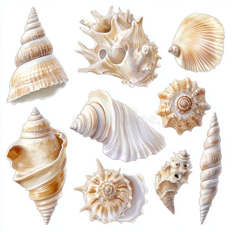 The Illustration of a Spiral Yellow Seashell, Rendered in Watercolor ...
