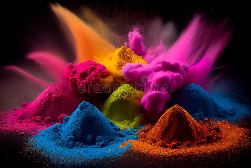 An Illustration of a Splash of Different Color Powders on Black ...