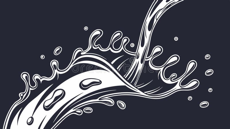 Splashing Water Drops, Liquid Motion, Abstract Fluid Illustration ...