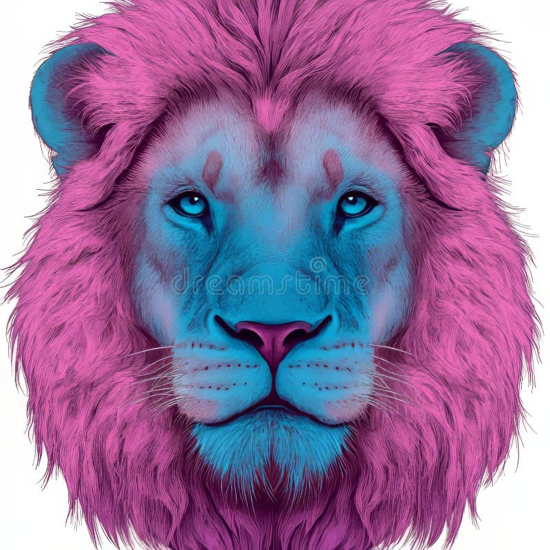 Illustration of a Splashy, Colorful Lion Cub in Digital Art Format ...