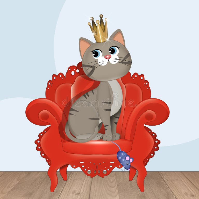 Spoiled Cat on King S Throne Stock Illustration - Illustration of ...