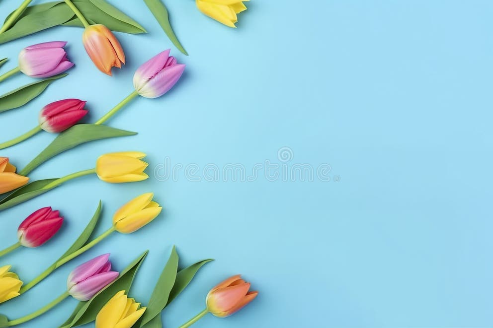 Illustration, in Spring Beautiful Tulips , Space for Copy,generative Ai ...