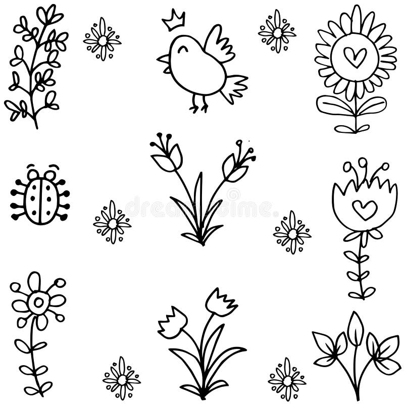 Illustration of Spring Doodles Set Stock Vector - Illustration of ...