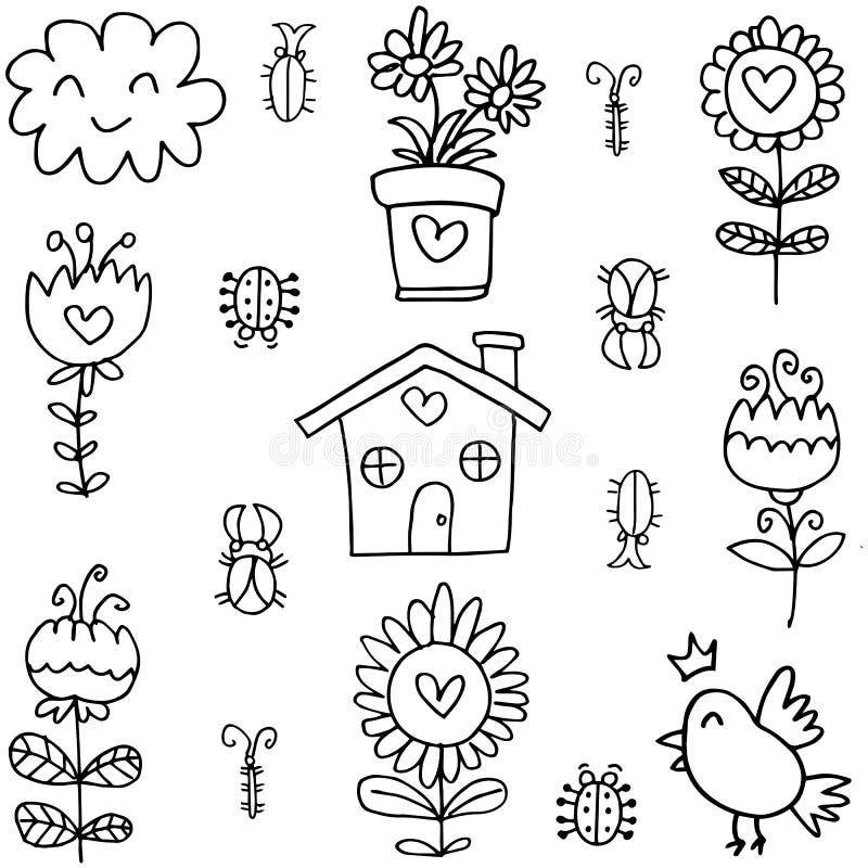 Illustration of Spring Doodles Set Stock Vector - Illustration of ...