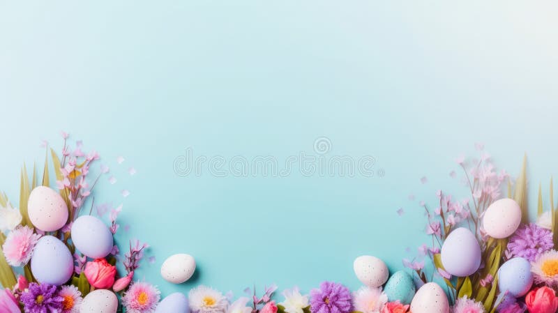 Illustration of a Spring Easter Background in Light Blue with Small ...