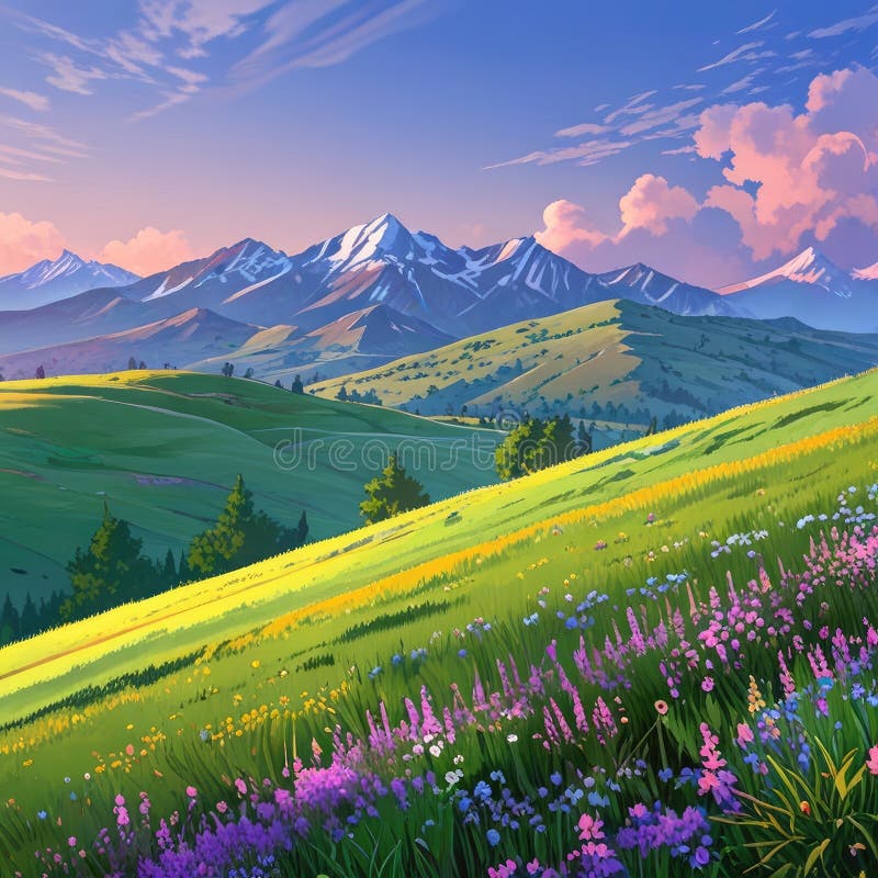 Illustration Spring Landscape Stock Illustration - Illustration of ...