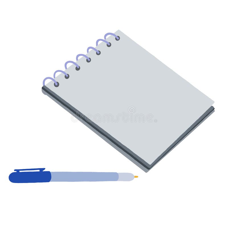 Illustration of a Spring Loaded Notepad and a Blue Pen, for Business ...