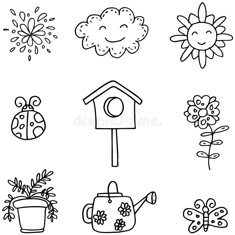 Illustration of Spring Set Doodles Stock Vector - Illustration of ...