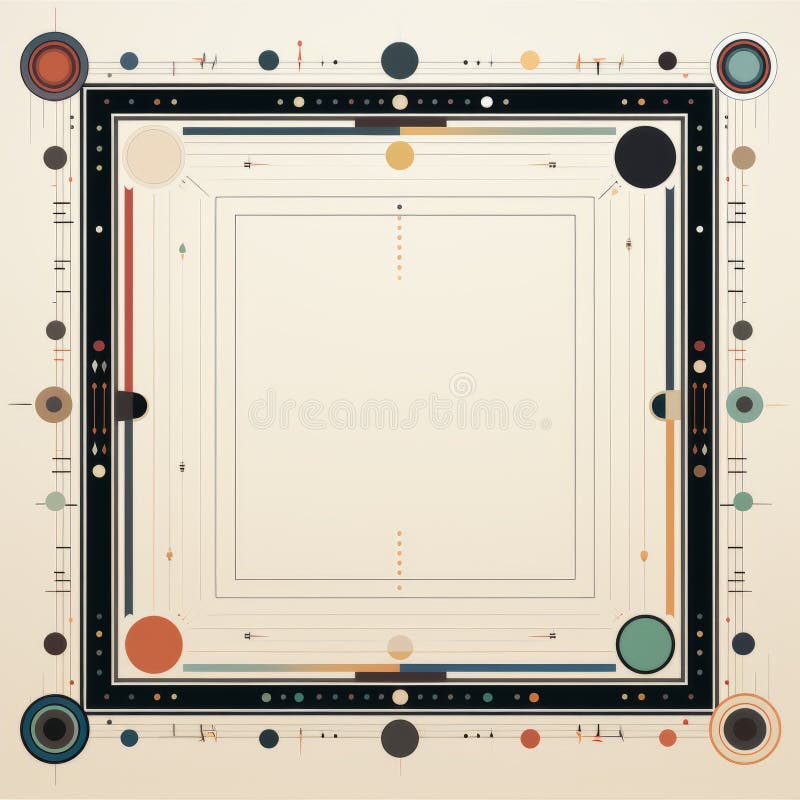 An Illustration of a Square Frame with Circles and Lines Stock ...