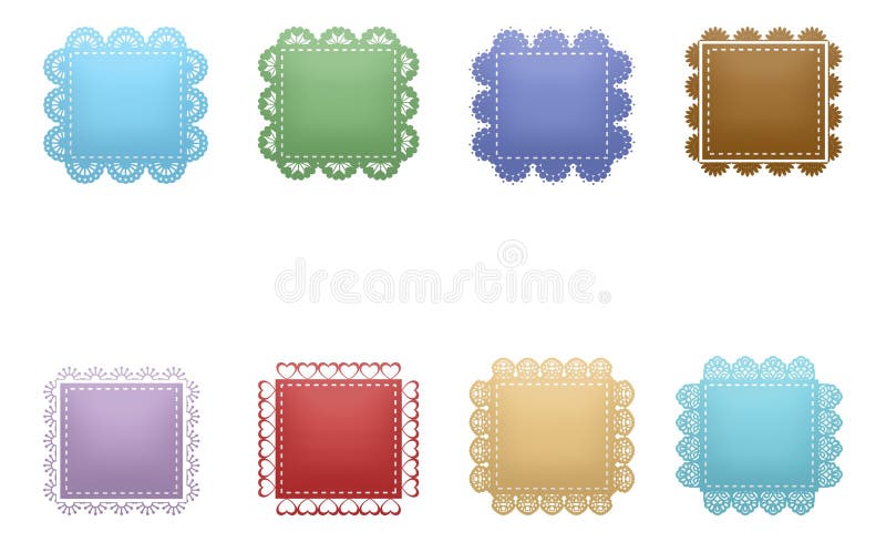 Illustration of Square Shapes with Decorations Isolated on a White ...