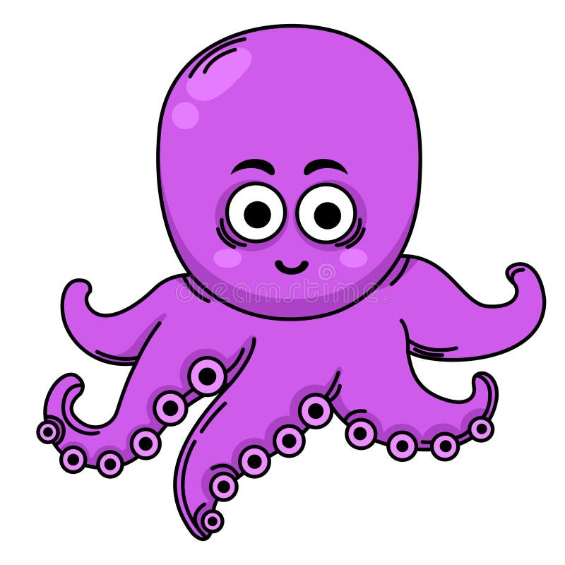 Illustration of Squid Outline Character Isolated on White Background ...