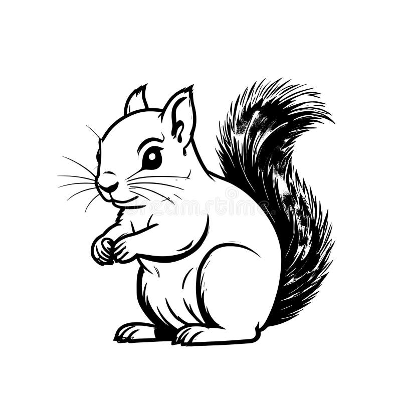 Squirrel Icon in Simple Line Art Style Stock Vector - Illustration of ...