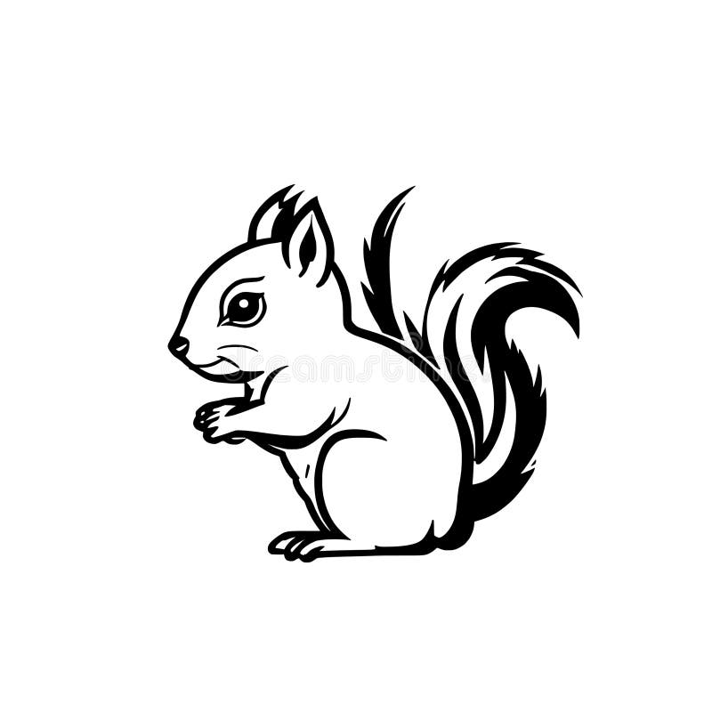 Squirrel Icon in Simple Line Art Style Stock Illustration ...