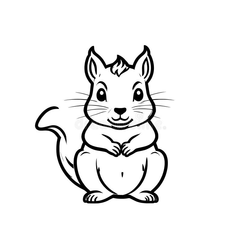 Squirrel Icon in Simple Line Art Style Stock Illustration - Illustration of animal, squirrel ...
