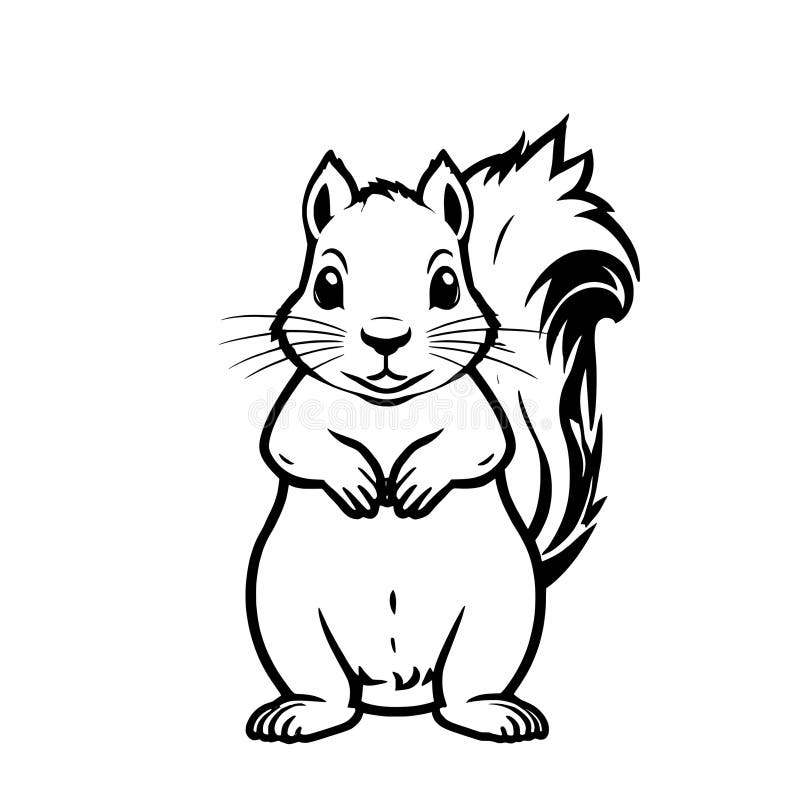 Squirrel Icon in Simple Line Art Style Stock Vector - Illustration of ...